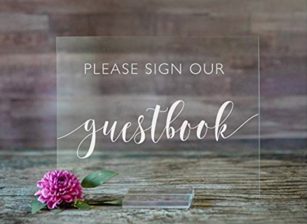Please sign our guestbook acrylic sign – 3 Little Birds Event Planning