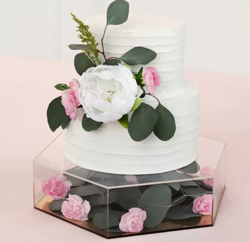 Acrylic Hexagon Cake Stand – 3 Little Birds Event Planning