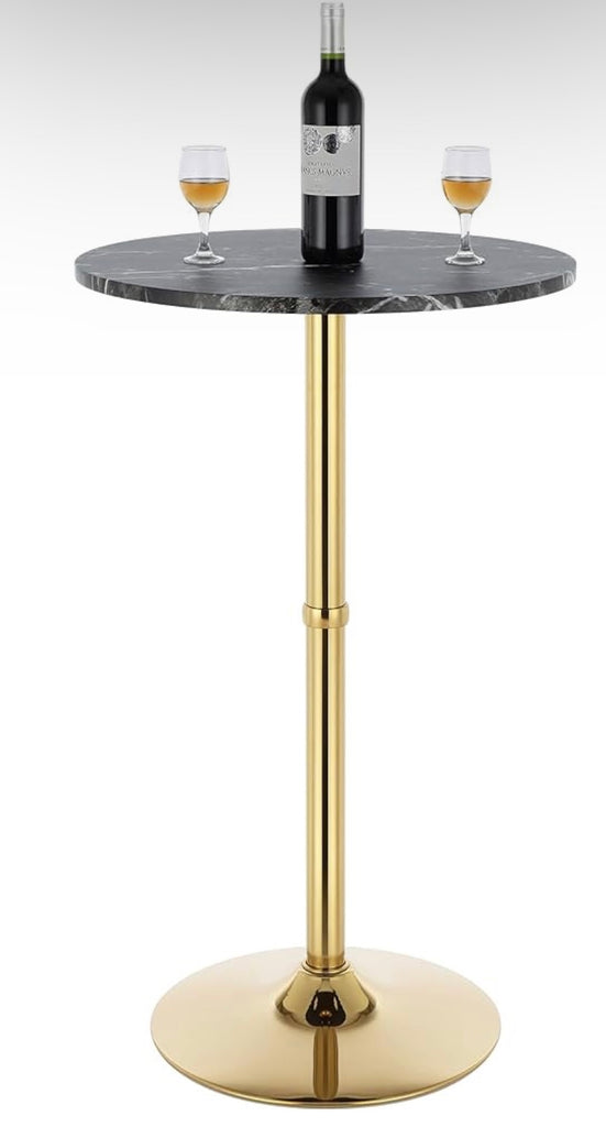 24" Round Black and Gold Cocktail Table – 3 Little Birds Event Planning